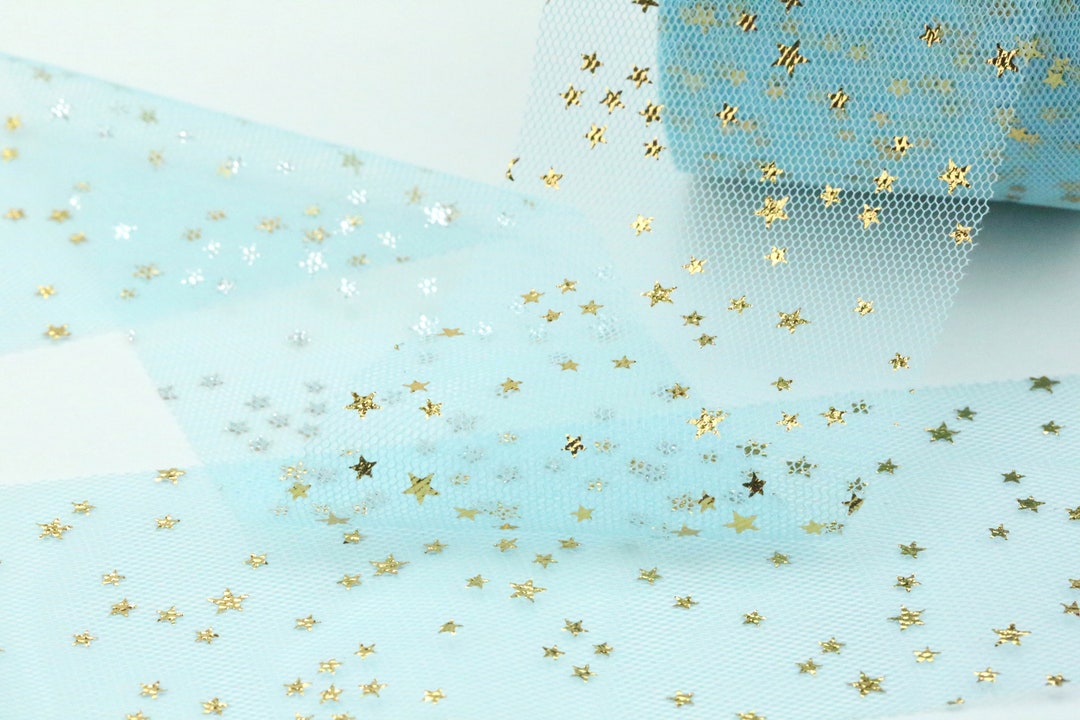 Gold Star Tulle // Glitter Star Tulle // Celeste Tulle // Celeste Gold ...