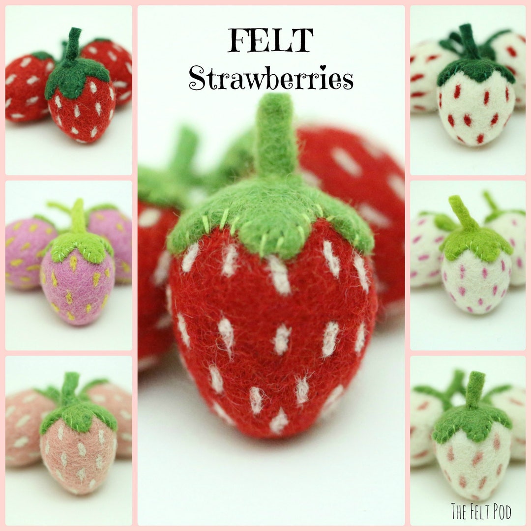 Felt Strawberries Felt Strawberry Summer Strawberries Wool Felt ...
