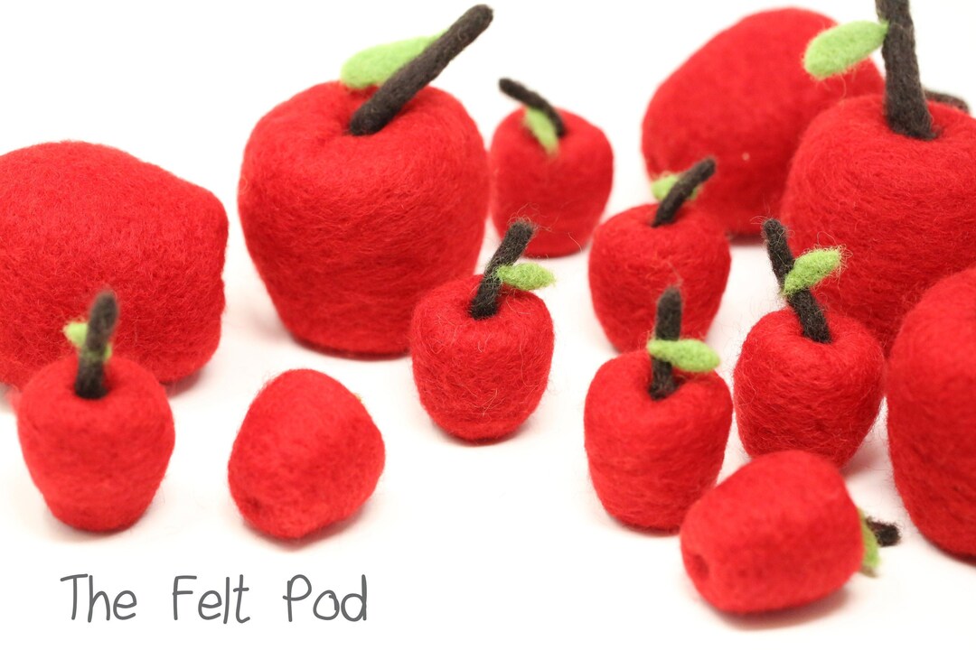 Felt Apples | Whole Apples | Whole Felt Apples | Felt Shapes - 2 Sizes ...