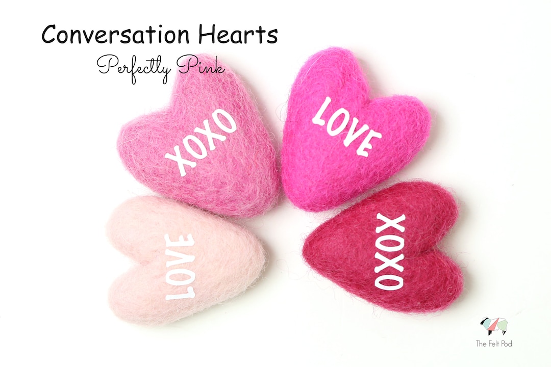Perfectly Pink Conversation Hearts | Conversation Heart Felt Bowl ...