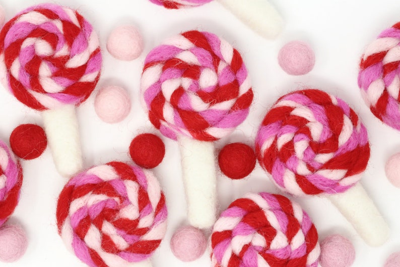 Red and Pink Felt Lollipop | Felt Lollipops - Heavenly Pink, Dark Pink ...