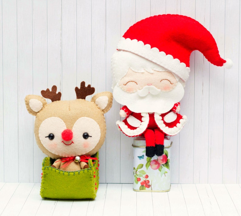 SANTA & RUDOLPH Doll Kit // Wool Felt Doll Kit // Noialand Doll Kit ...