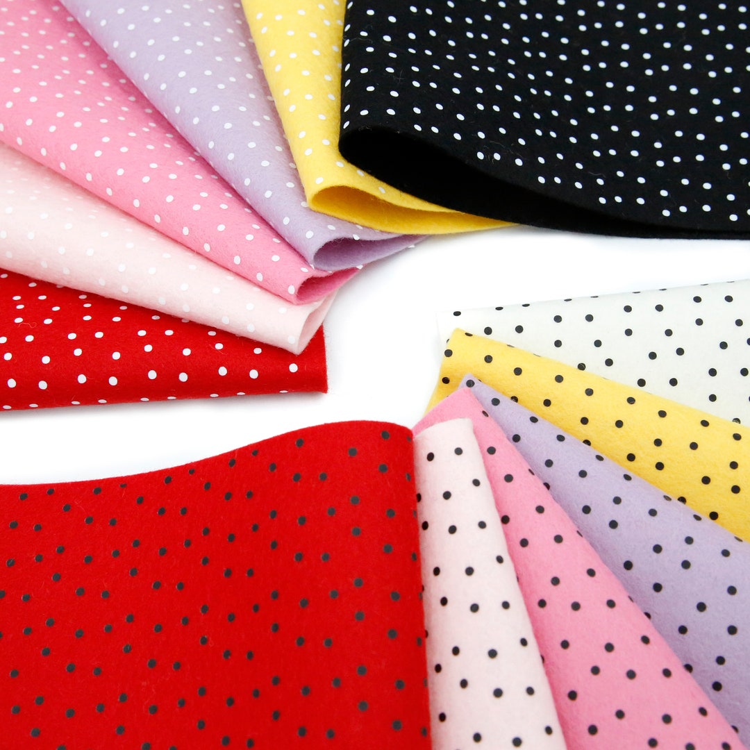 Merino Wool Felt | Printed Felt | Patterned Felt | WHIMSY POLKA DOT ...