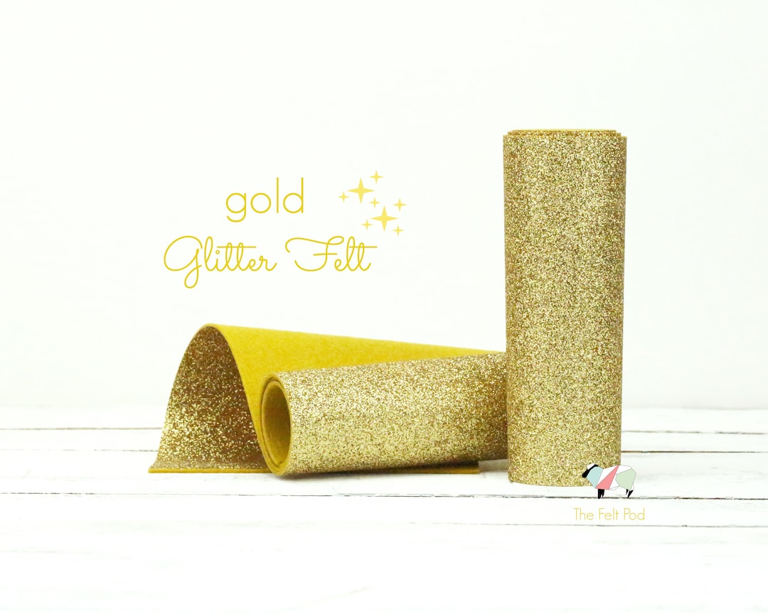 Glitter Felt - GOLD Glitter Felt - Wool Felt Glitter - Fine Glitter ...