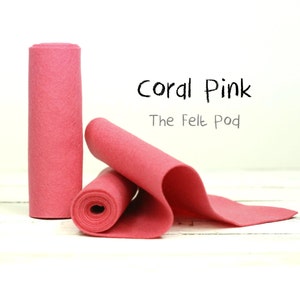 100% Merino Wool Felt Roll - Wool Felt Color CORAL PINK - 5" X 36" Wool ...