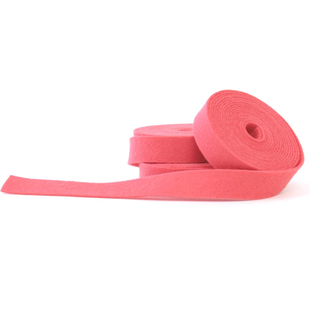 Wool Felt - 100 Percent Wool Felt Ribbon in Color CORAL PINK - 1/2 Inch ...