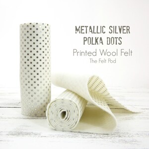 Metallic Silver Printed Felt // Metallic Silver Felt // Metallic Silver ...