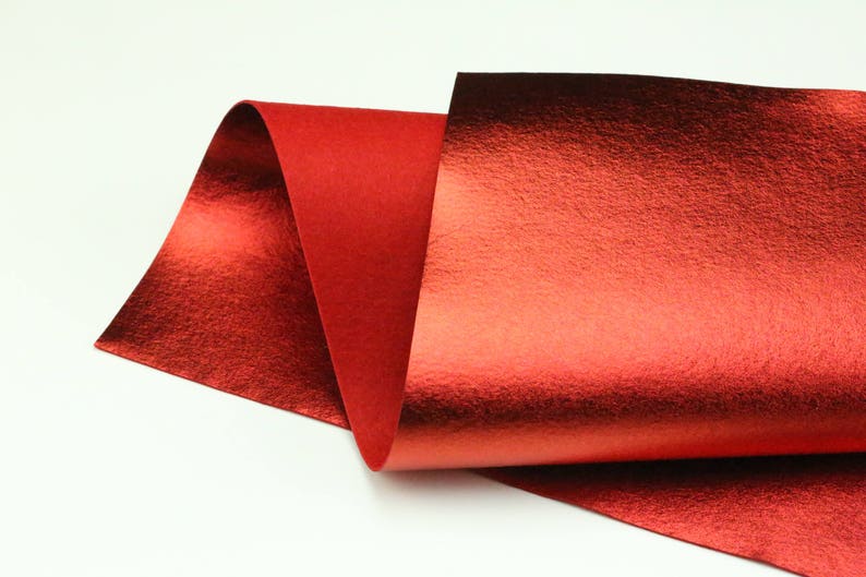 Metallic Felt - BRUSHED RED Metallic Felt - Wool Felt - Metallic Wool ...