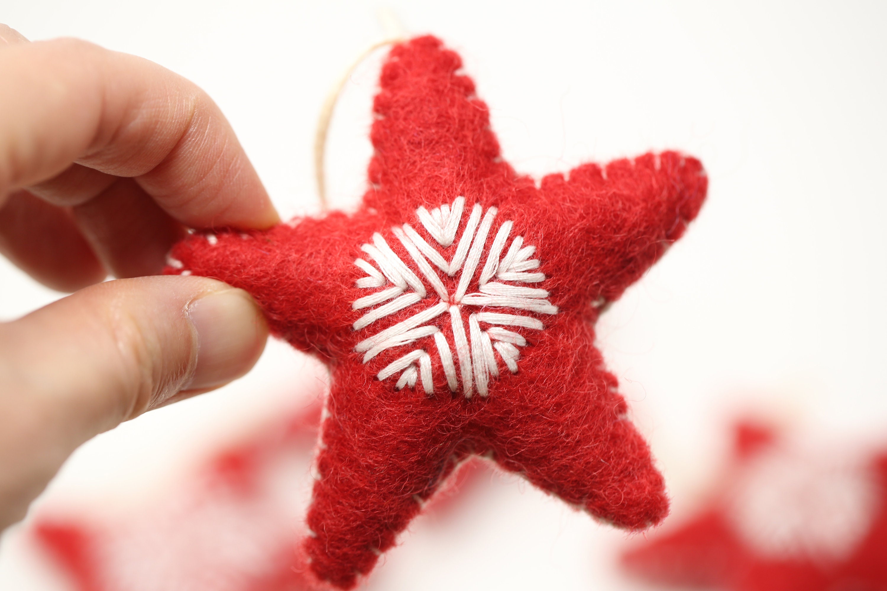 Embroidered Star Ornament | Christmas Ornament | Felt Oranament - Etsy