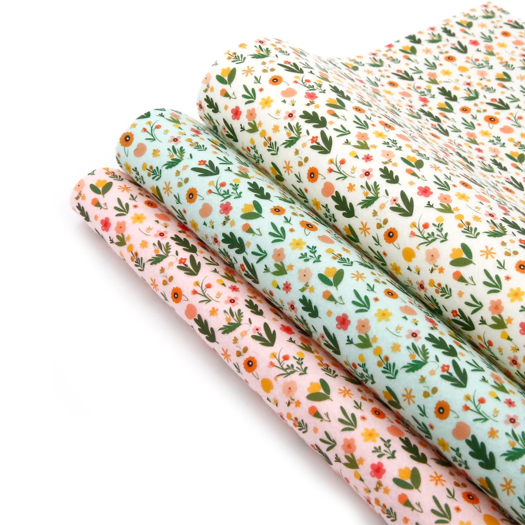 Merino Wool Felt | Printed Felt | Patterned Felt | FLORAL FINESSE Wool ...