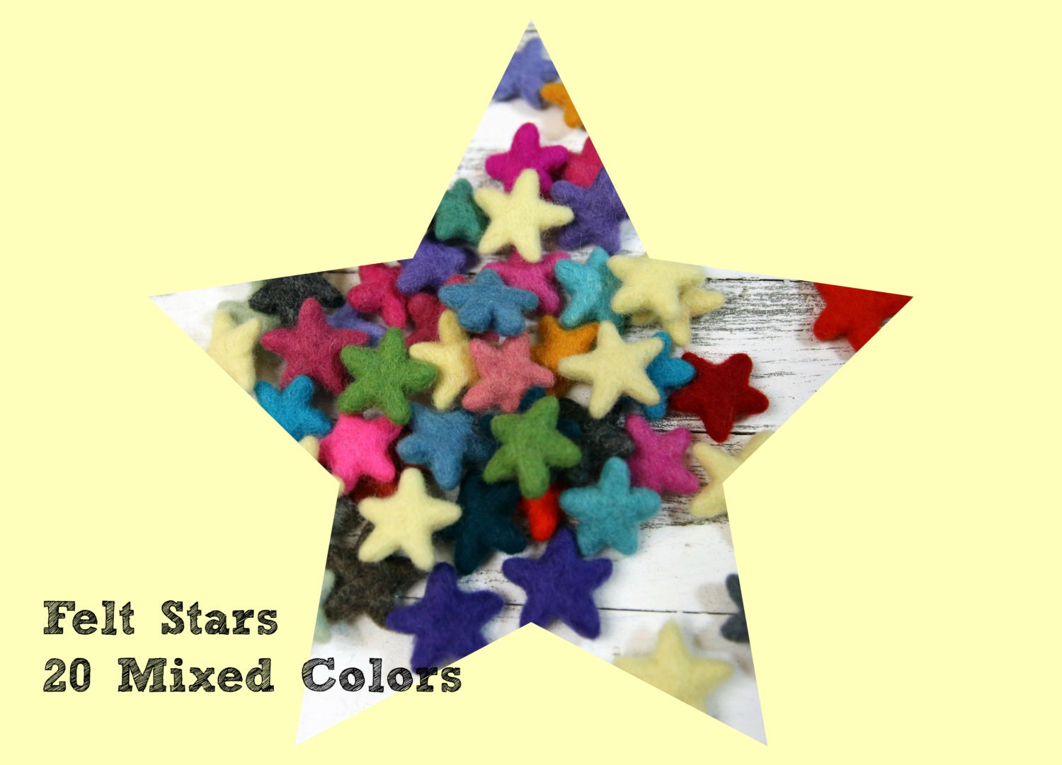 Felt Stars - 3 to 4 Cm - 20 Count -mixed Colors - Wool Felt Stars Mixed ...