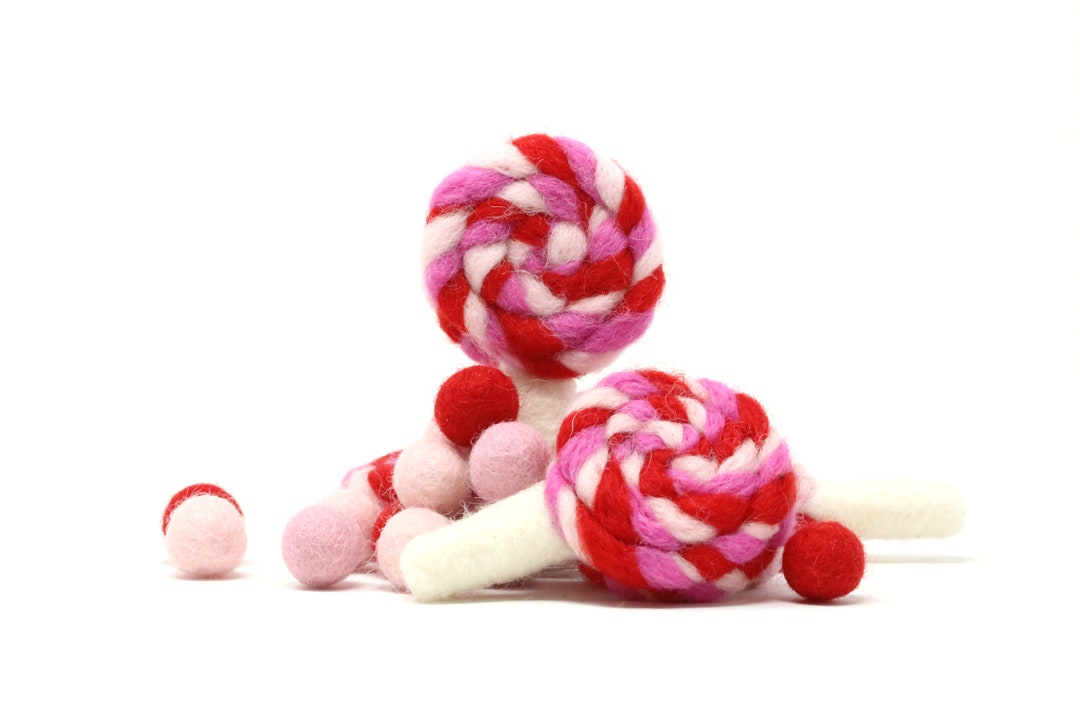 Red and Pink Felt Lollipop | Felt Lollipops - Heavenly Pink, Dark Pink ...