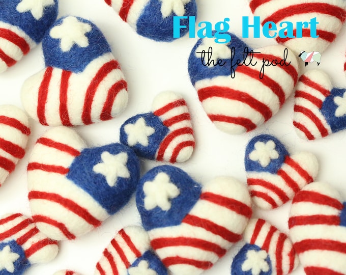 American Flag Hearts Patriotic Heart American Flag Felt | Etsy
