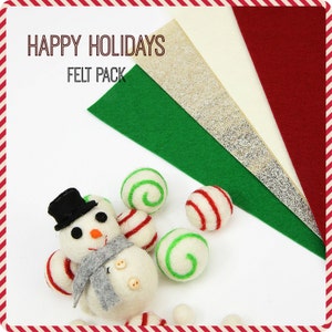 HAPPY HOLIDAYS Felt Pack // Christmas Wool Felt // Christmas Felt ...