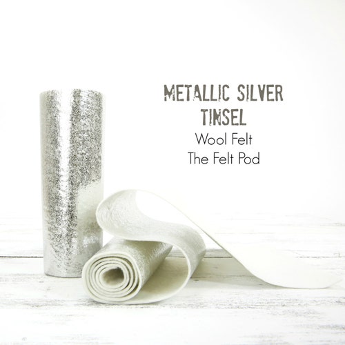 Printed Wool Felt Roll // Metallic Silver Tinsel Wool Felt // - Etsy