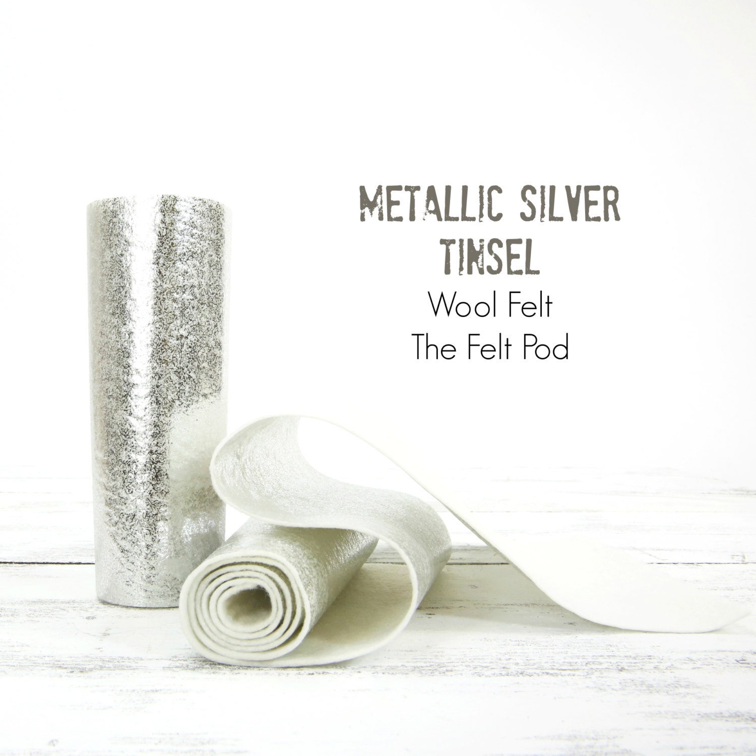 Printed Wool Felt Roll // Metallic Silver Tinsel Wool Felt // - Etsy
