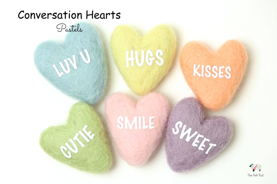 Pastel Conversation Hearts Conversation Felt Hearts 4 Cm - Etsy