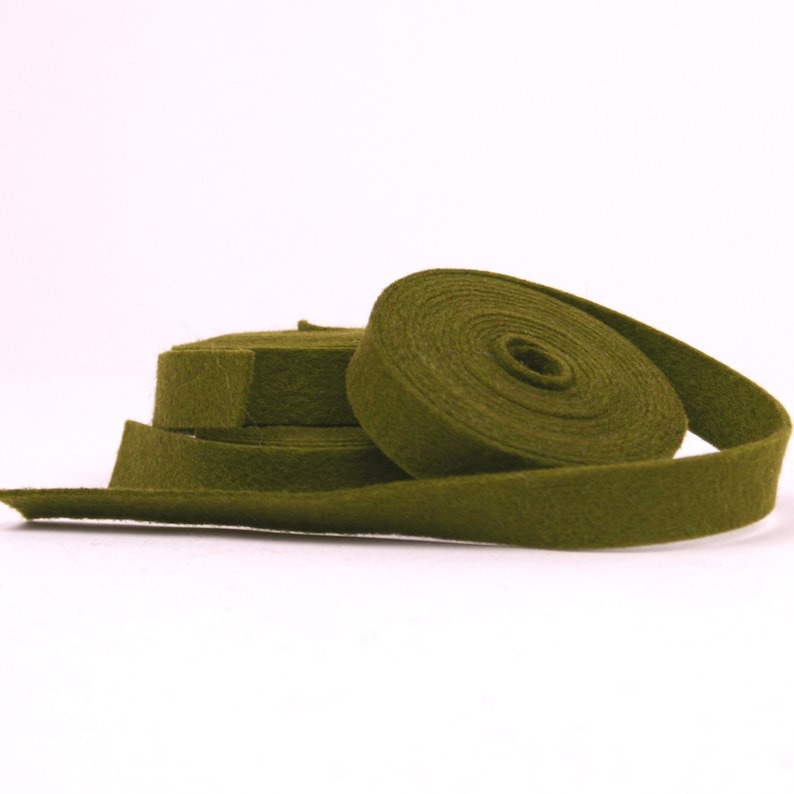 Wool Felt - 100 Percent Wool Felt Ribbon in Color OLIVE - 1/2 Inch X 2 ...