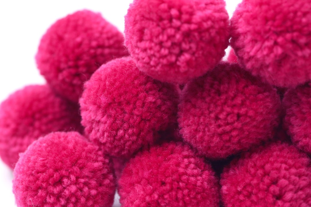 Yarn Poms - P42 RUBY Yarn Pom Pom - Etsy