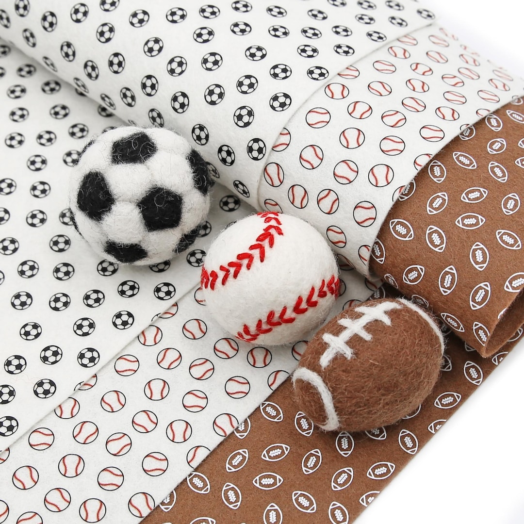 GAME DAY Printed Wool Felt | Sports Felt | Baseball Fabric | Football ...