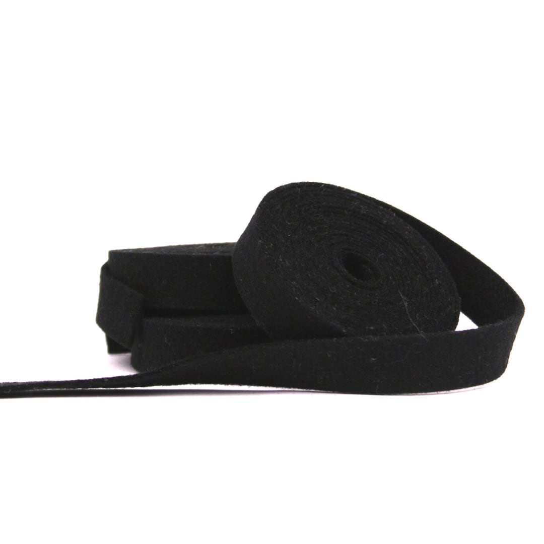 Wool Felt Ribbon - 100% Wool Felt in Color BLACK - 1/2 Inch X 2 Yards ...