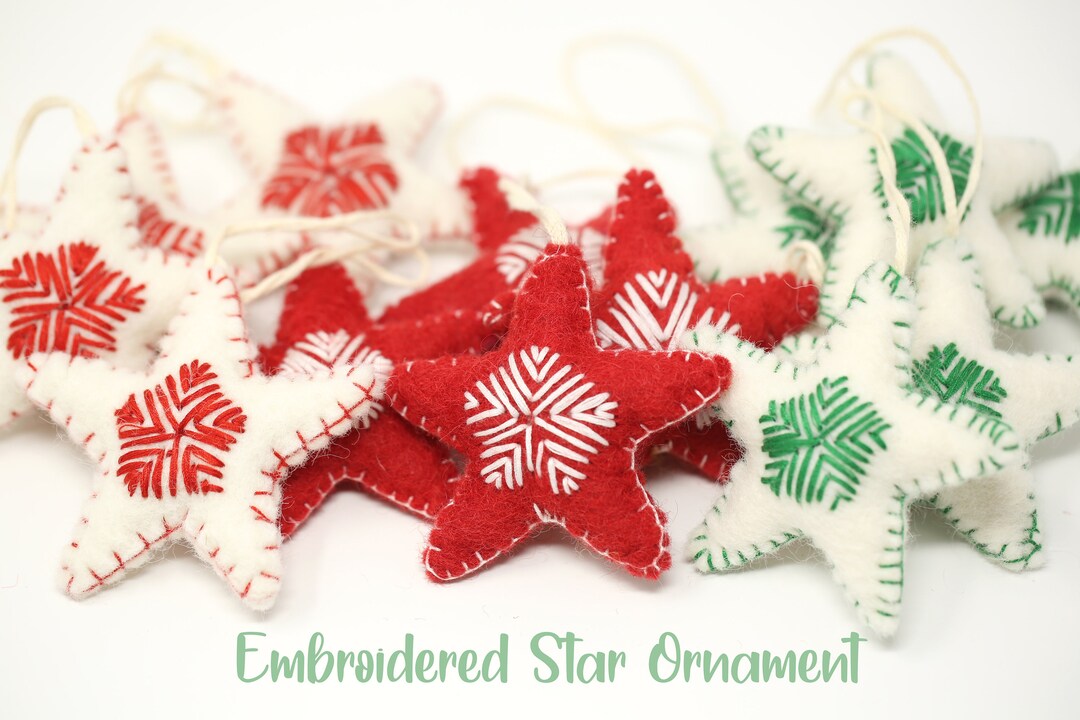 Embroidered Star Ornament | Christmas Ornament | Felt Oranament - Etsy