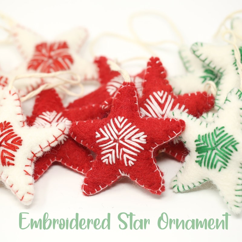 Felt Embroidered Ornaments - Etsy
