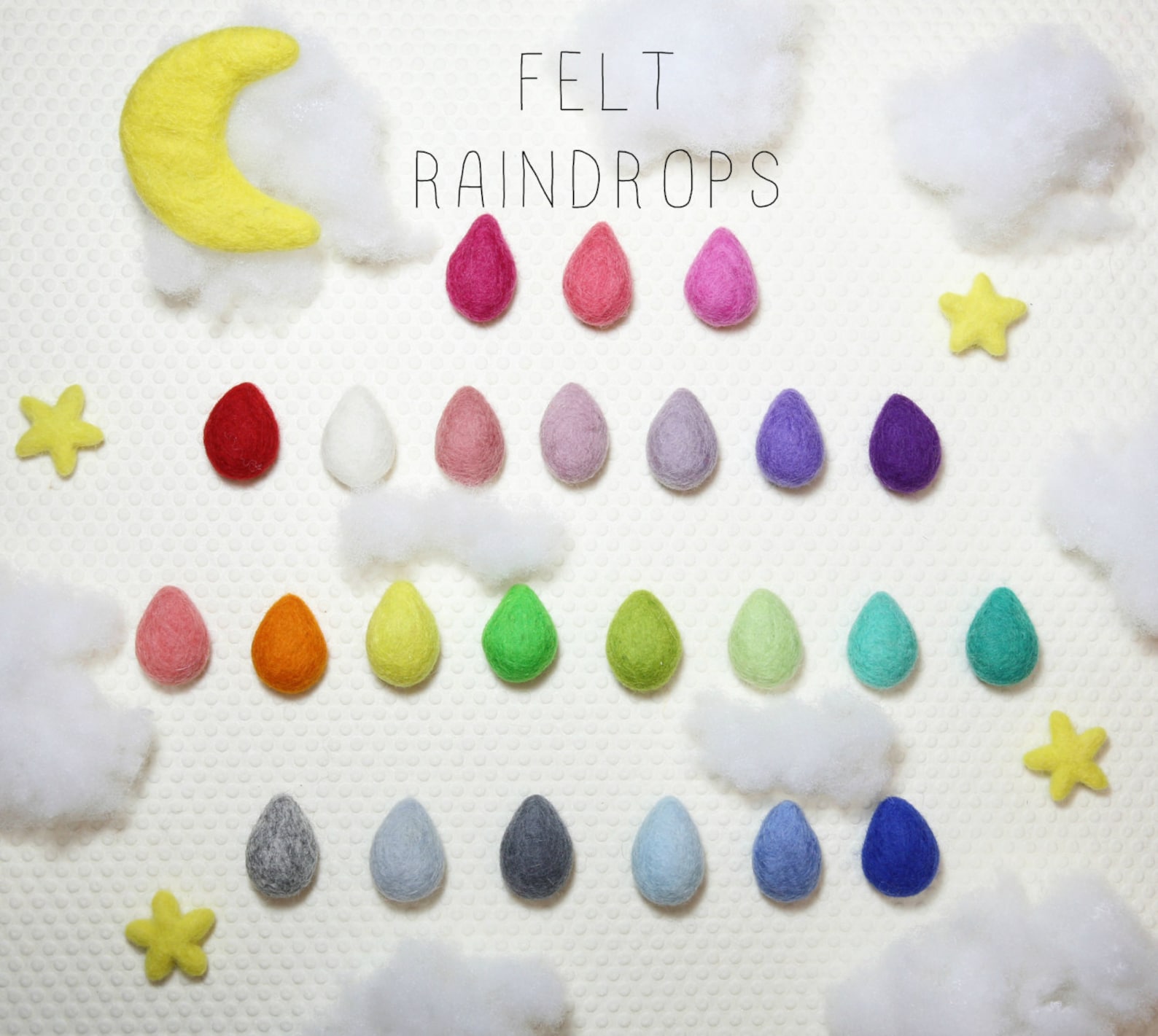 Felt RAINDROPS 3 to 4 Cm 10 Count Mix N Match 24 | Etsy