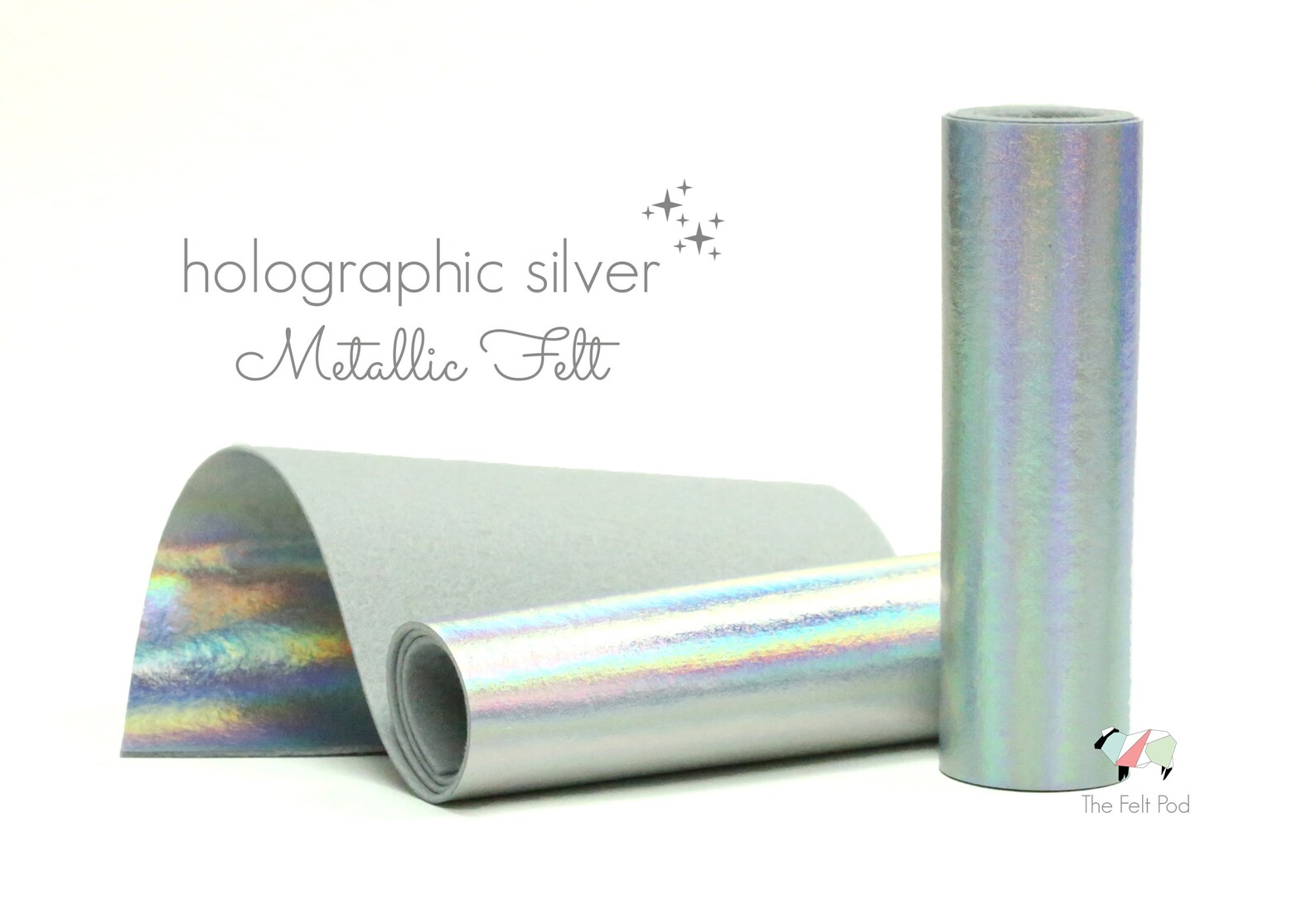 Metallic Felt - HOLOGRAPHIC SILVER Metallic Felt - Metallic Wool Felt ...