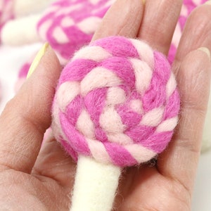 Pink Felt Lollipop | Felt Lollipops - Heavenly Pink and Dark Pink - Etsy