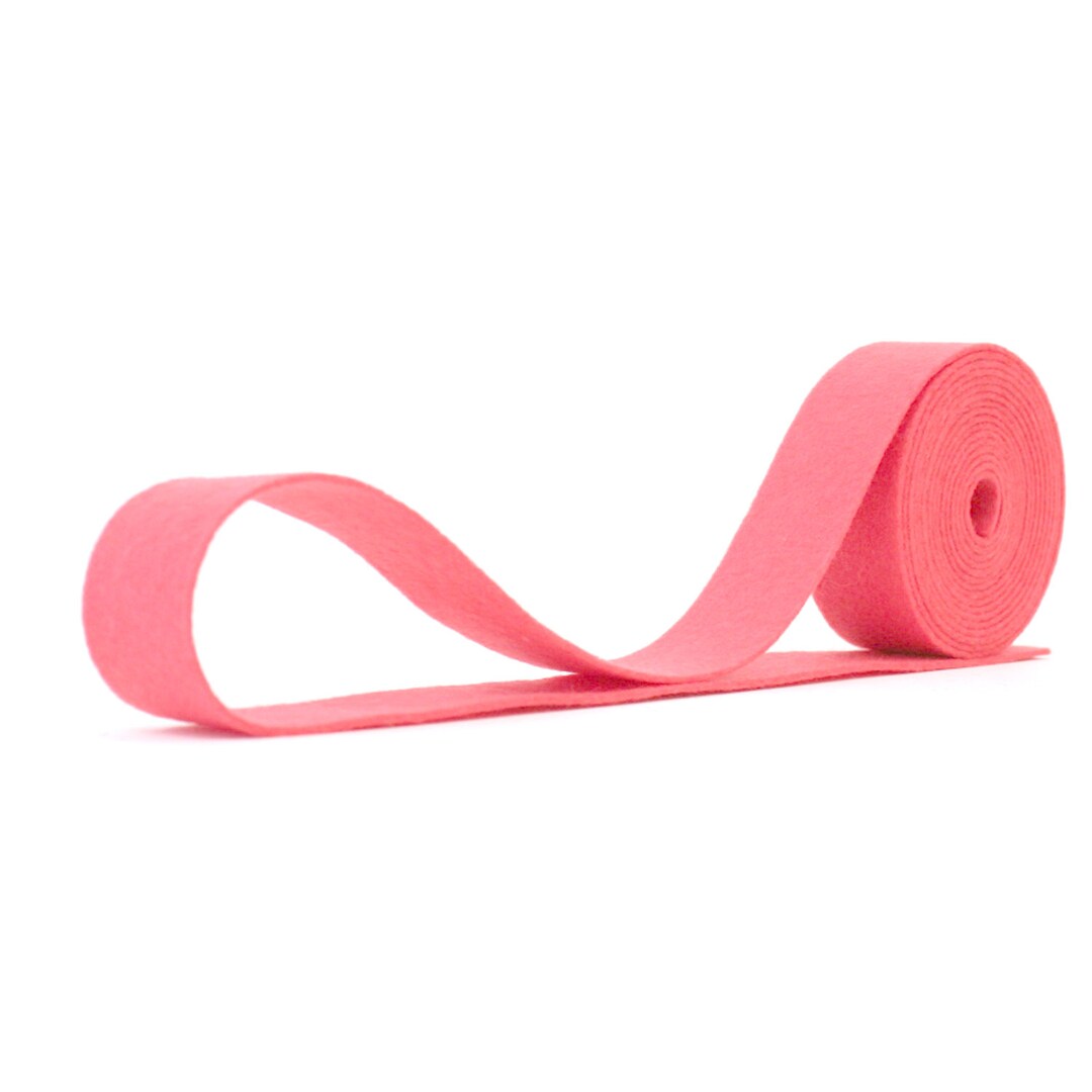 Wool Felt - 100 Percent Wool Felt Ribbon in Color CORAL PINK - 3/4 Inch ...