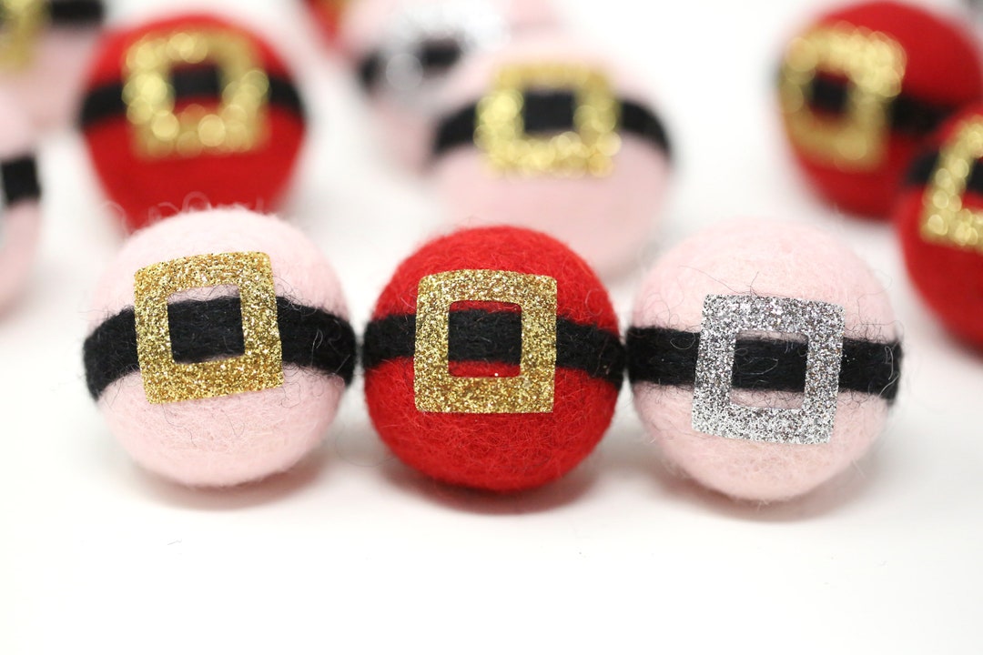 Santa Belt Ball || Felted Santa's Belt || Felt Santa - Set of 5 - Etsy