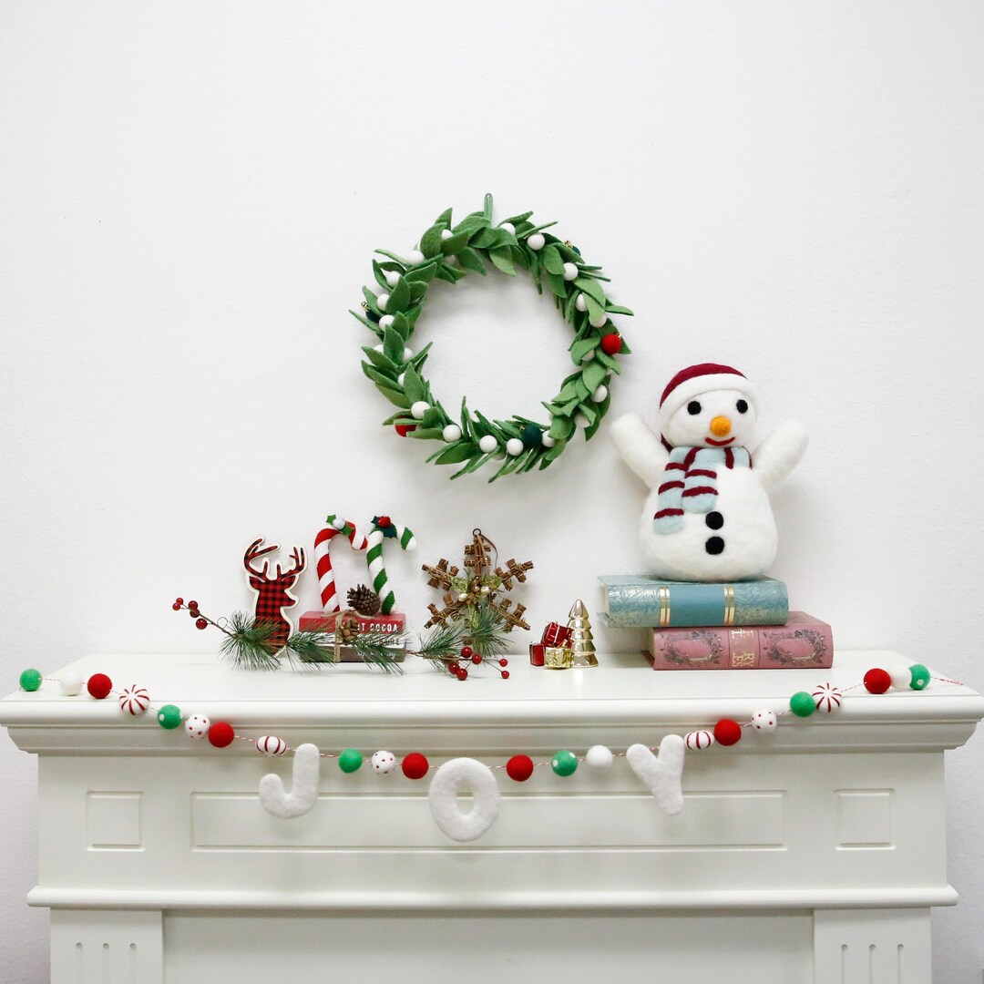 Large Felt Wreath | Felted Door Wreath | Wool Felt Christmas Wreath ...