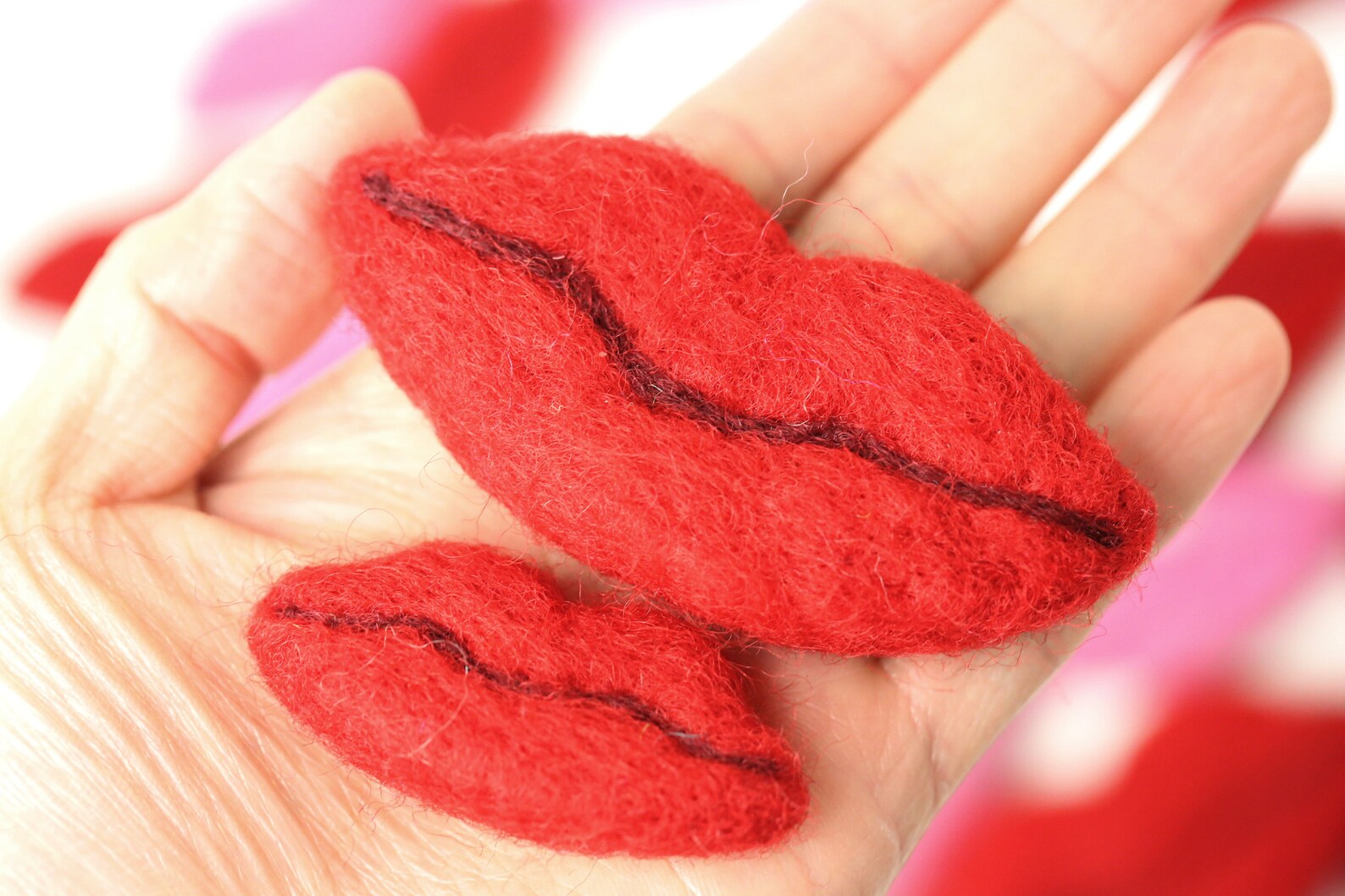 Felted Lips Felt Lips Valentine Lips | Etsy