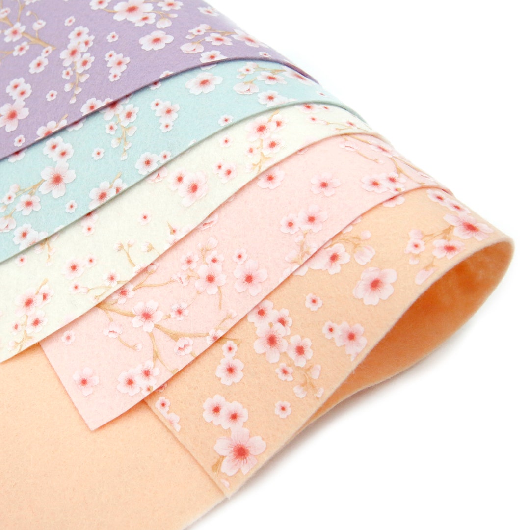 Merino Wool Felt | Printed Felt | Patterned Felt | Cherry Blossom Wool ...