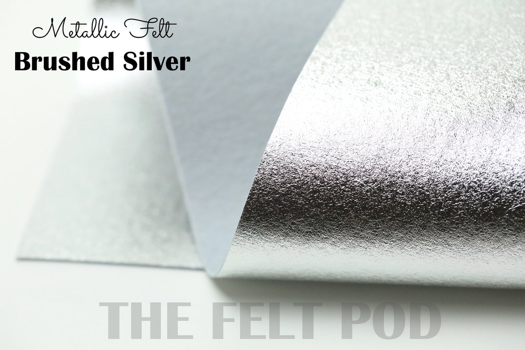 Metallic Felt - BRUSHED SILVER Metallic Felt - Wool Felt - Metallic ...