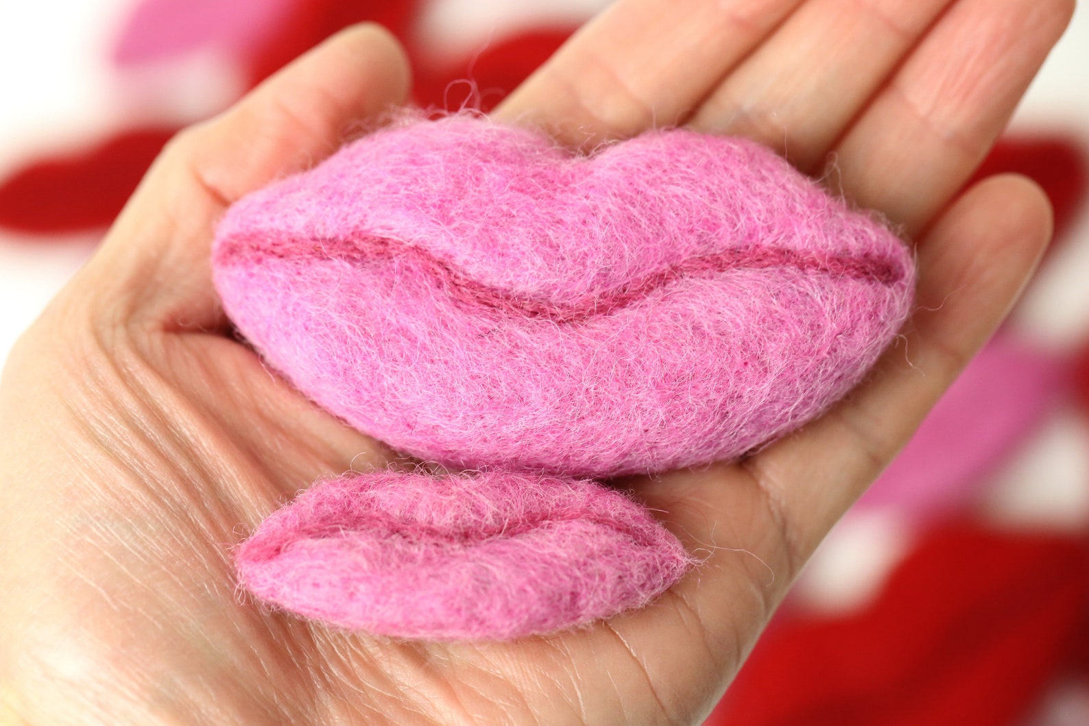 Felted Lips Felt Lips Valentine Lips | Etsy