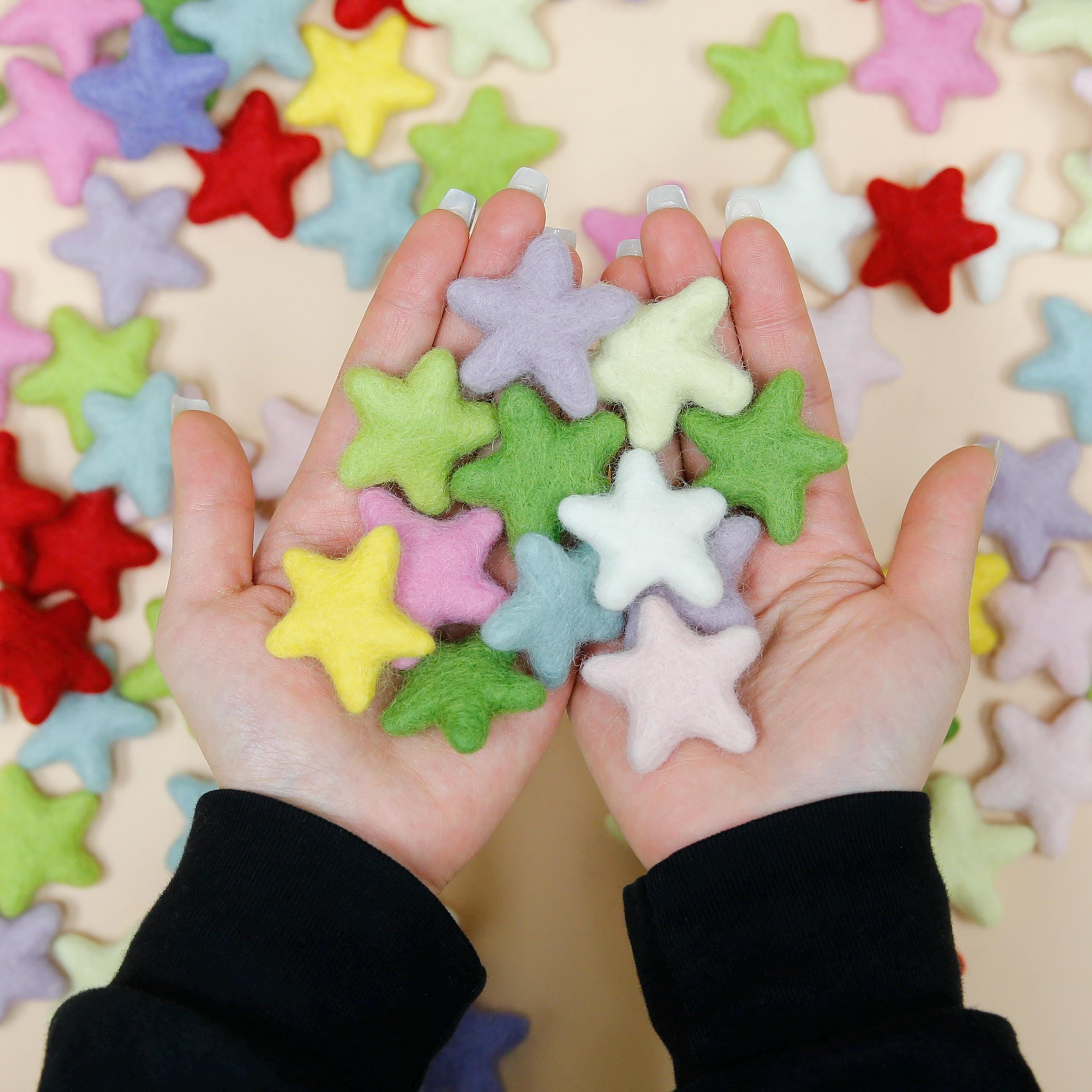 Felt Stars - 3 to 4 Cm - 10 Count Color CYAN - Wool Felt Stars | Felt ...