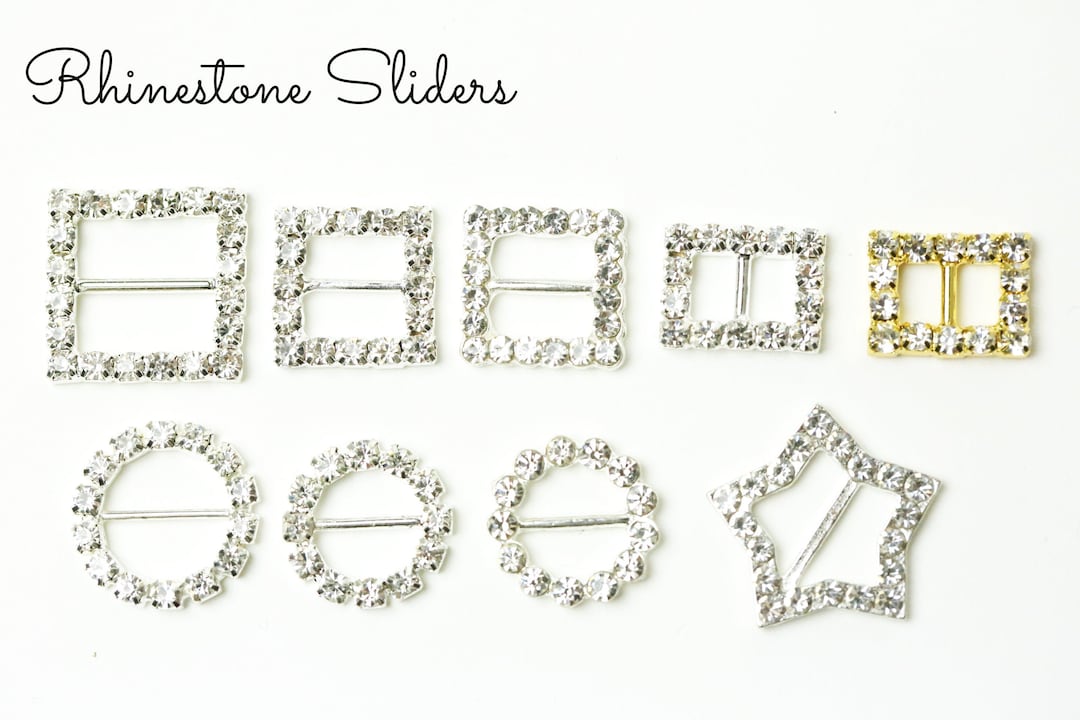 Basic Rhinestone Ribbon Sliders | Square Rhinestone Sliders | Circle ...