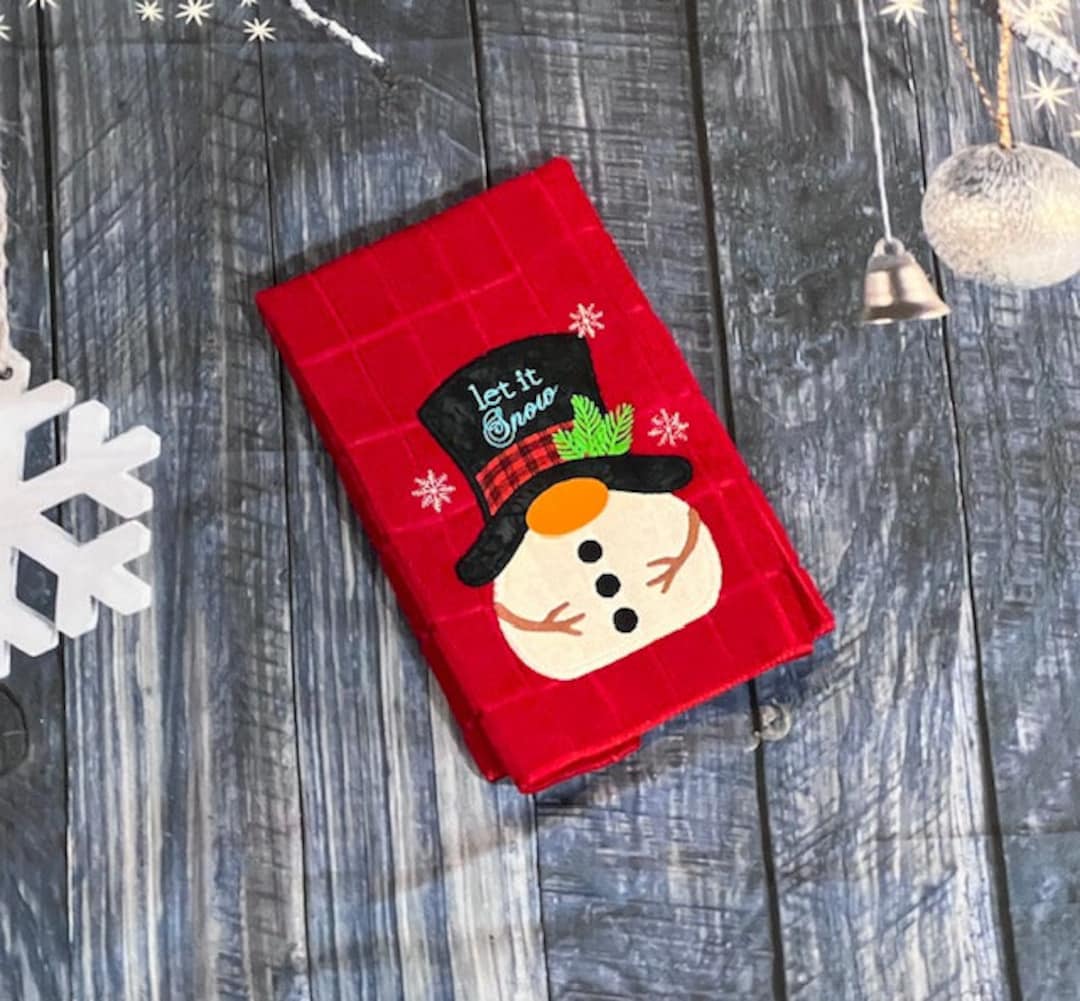 Embroidered Snowman Dish Towel, Winter Kitchen Towels, Christmas Décor ...