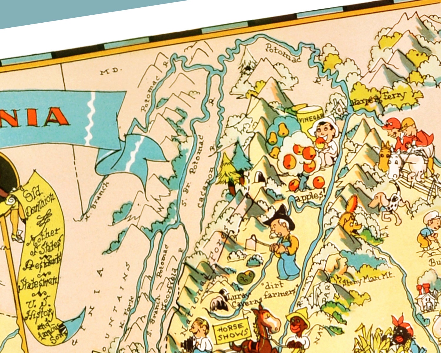 VIRGINIA MAP PRINT Vintage Picture Map to Frame Fun - Etsy