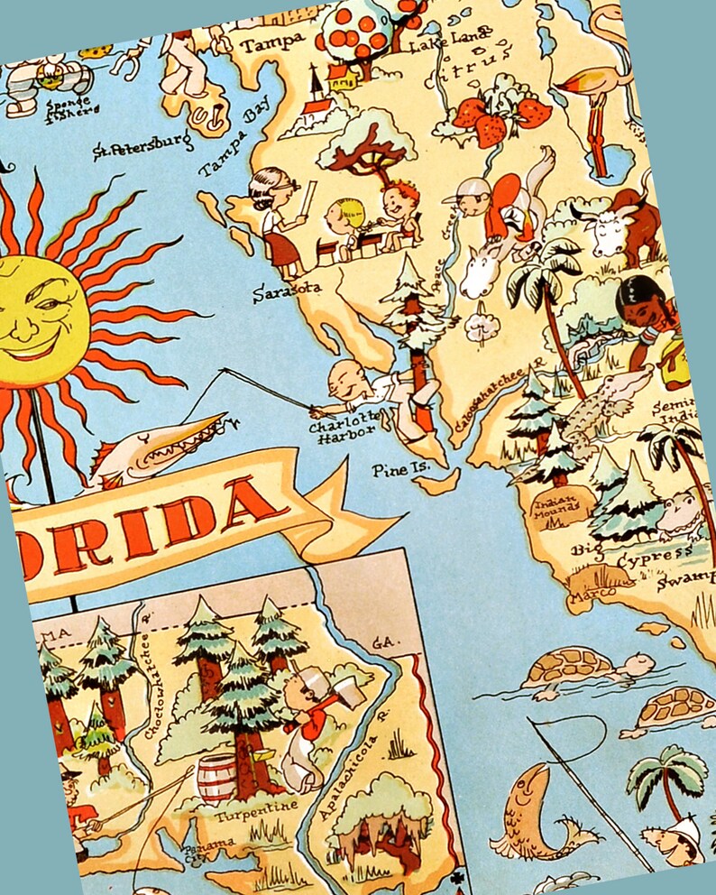 FLORIDA MAP PRINT Map Art Print to Frame Perfect - Etsy