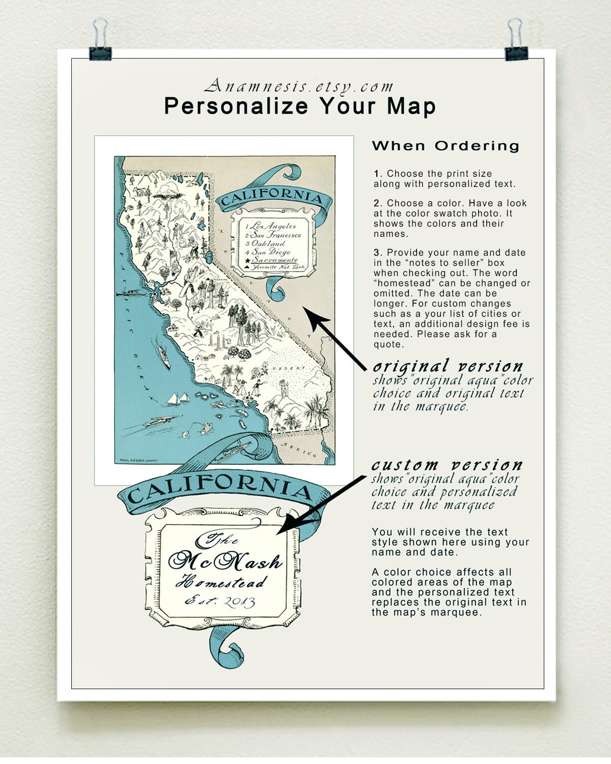 NEVADA MAP PRINT - Vintage Pictorial Map for Framing - Wedding Gift ...