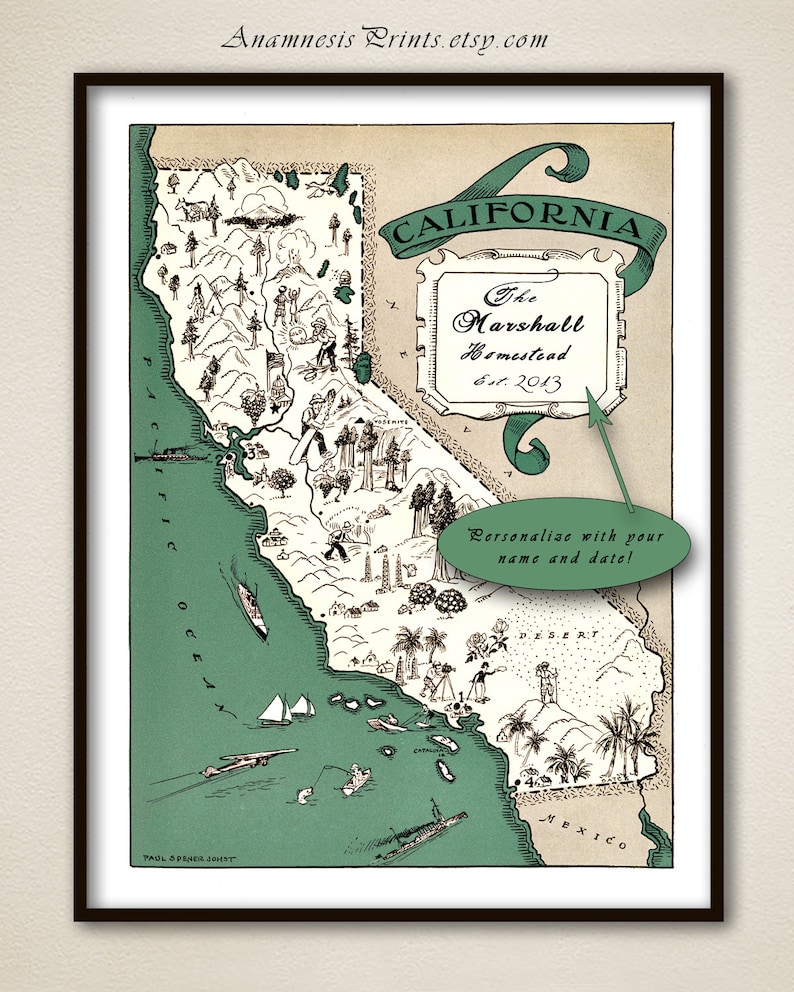 PENNSYLVANIA MAP PRINT - Fun Vintage Picture Map to Frame - Perfect ...