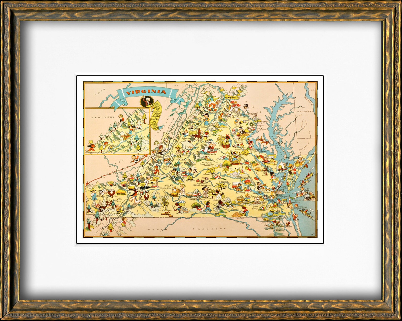 VIRGINIA MAP PRINT Vintage Picture Map to Frame Fun - Etsy