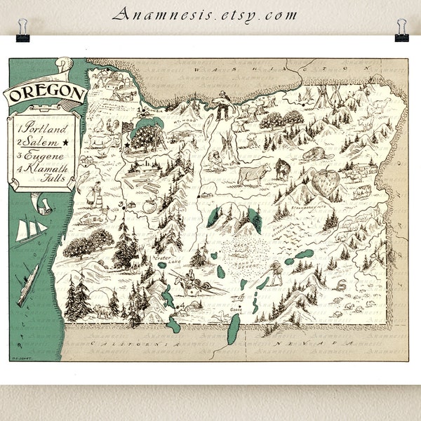 Oregon Map - Etsy