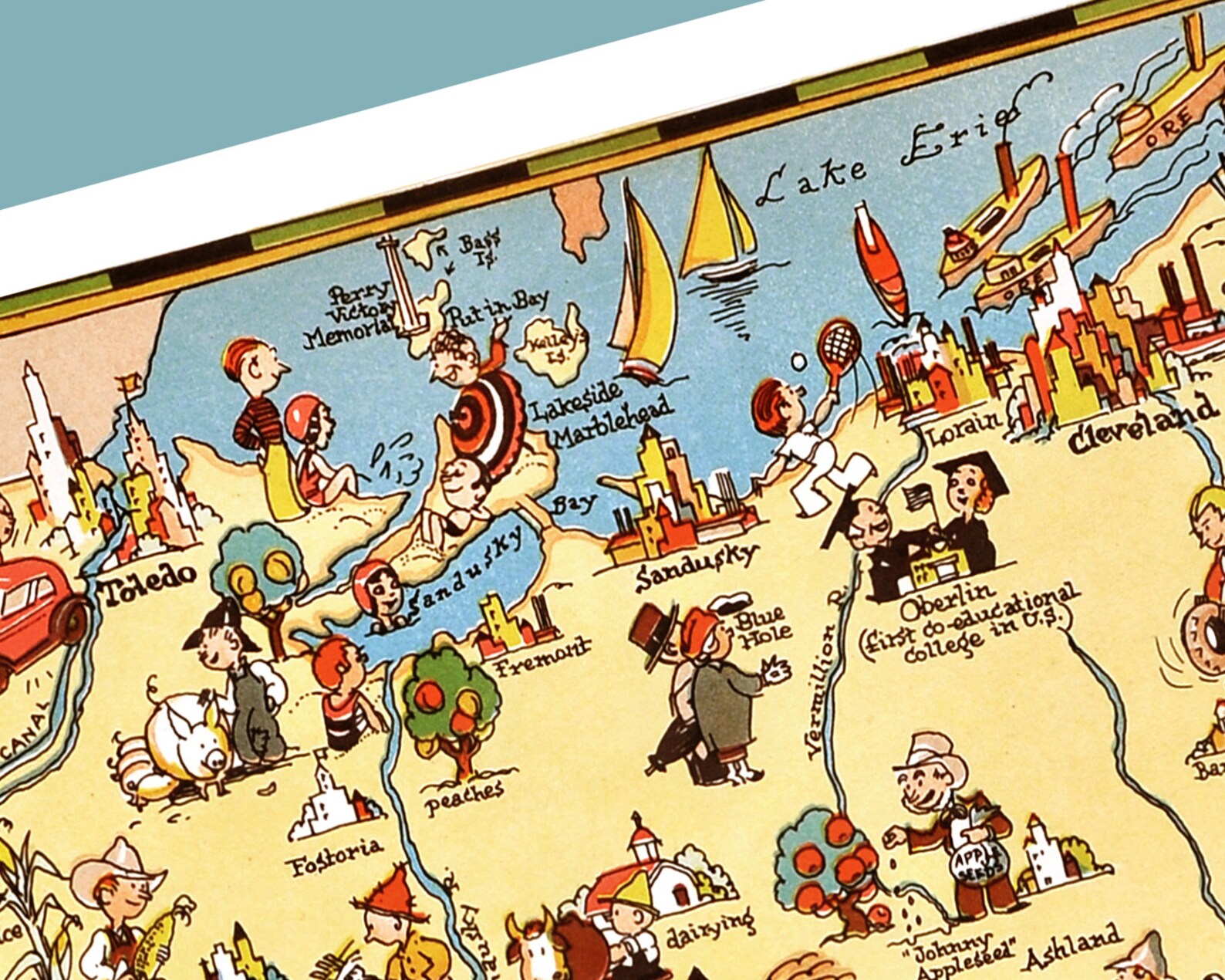 OHIO MAP PRINT Vintage Pictorial Map for Framing and Gift Giving ...