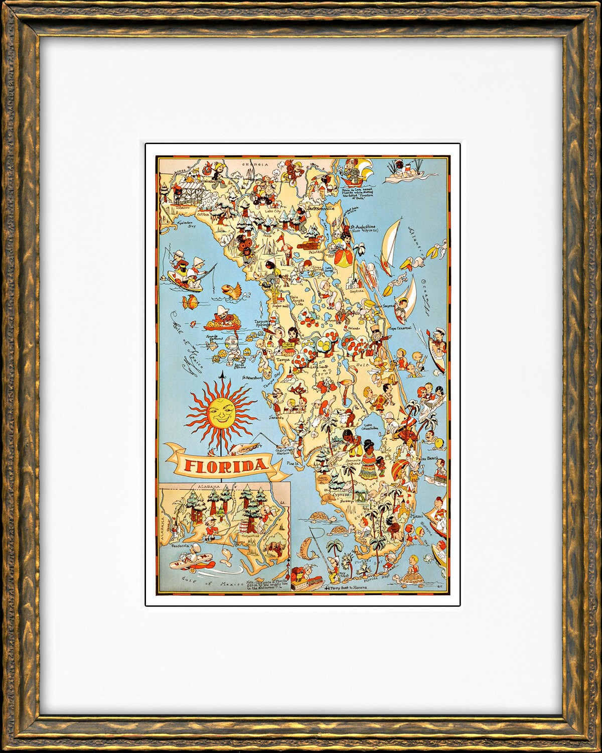 FLORIDA MAP PRINT - Map Art Print to Frame - Perfect Housewarming or ...
