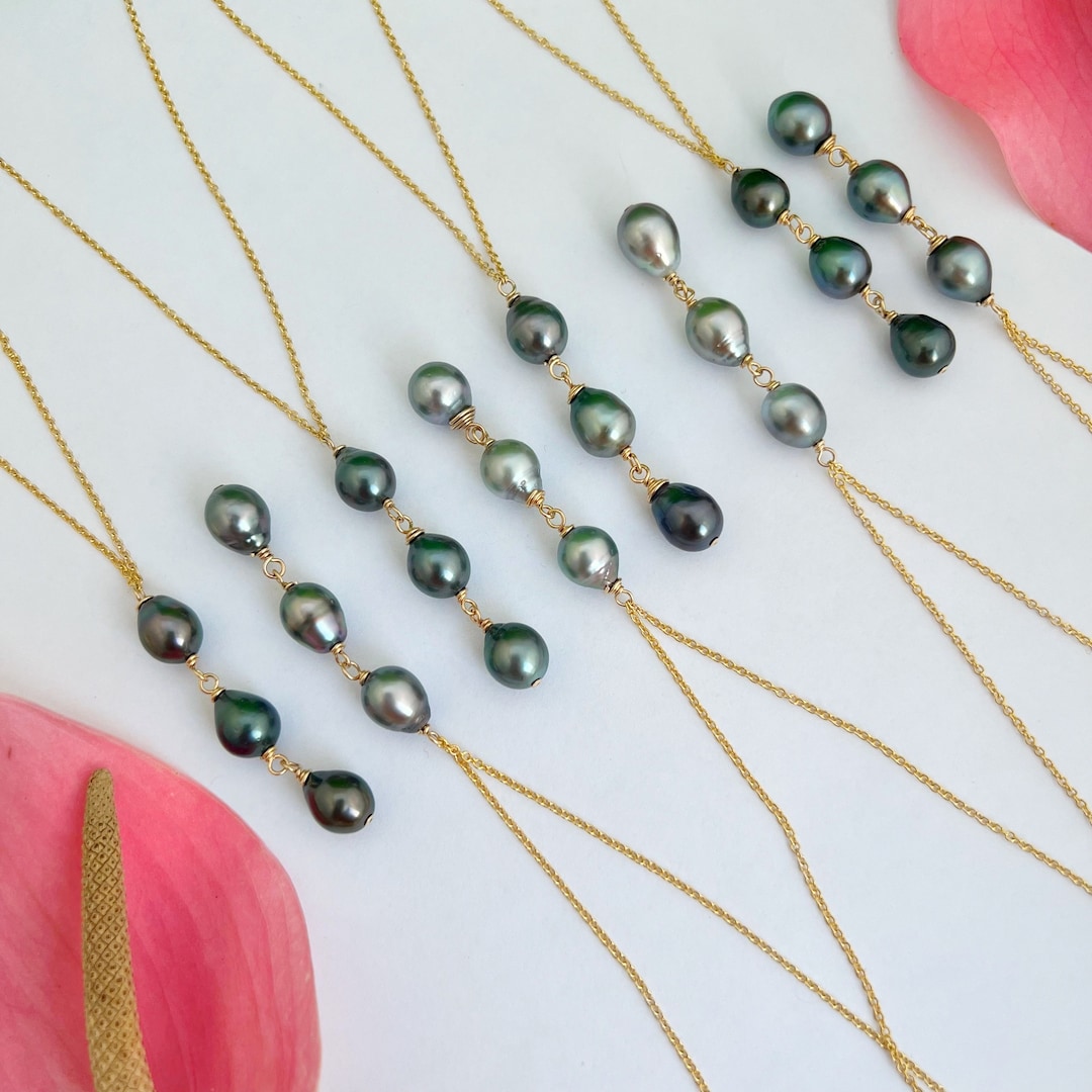 NEW Tahitian Pearl Necklace , Tahitian Pearl Gold Filled , Tahitian ...