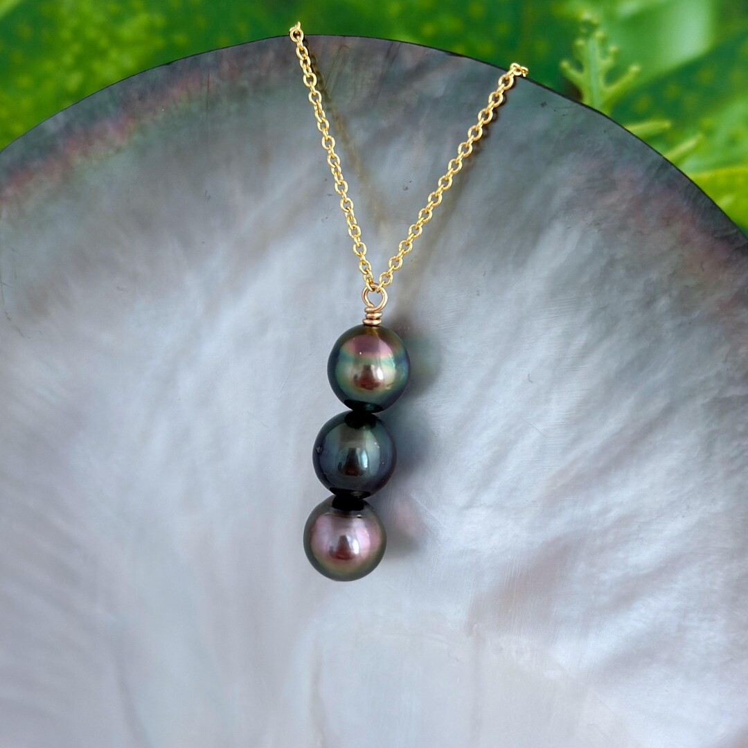 Tahitian Pearl Necklace Gold Filled Made in Hawaii Handmade Tahitian ...